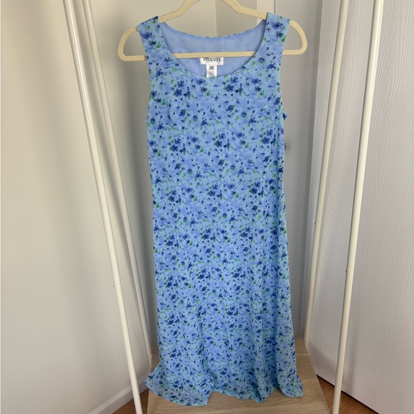 Studio I | Dresses | Vintage Studio I Light Blue Floral Midi Dress ...